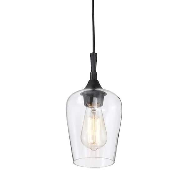 Edvivi Arlo 1-Light Matte Black Modern Mini Pendant with Clear Glass ...