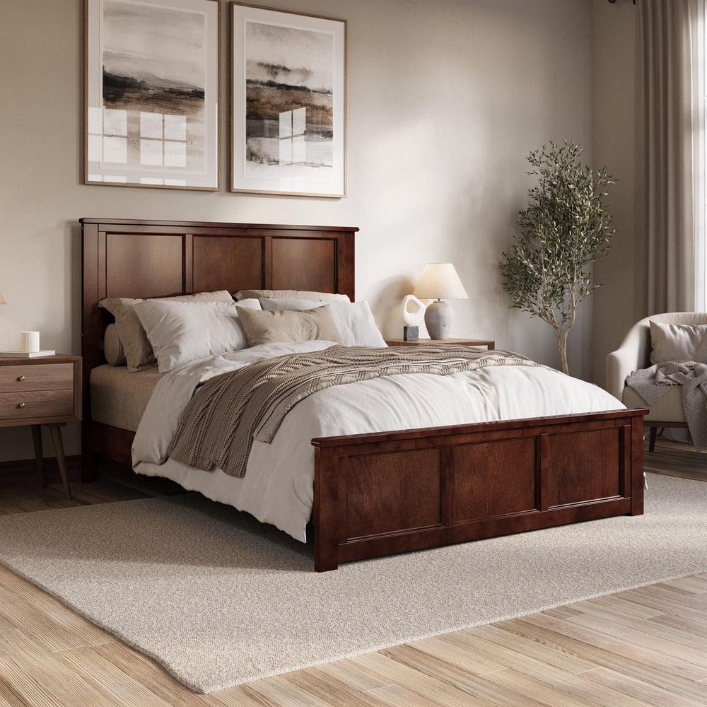 AFI Charlotte Walnut Brown Solid Wood Frame Queen Low Profile Platform ...