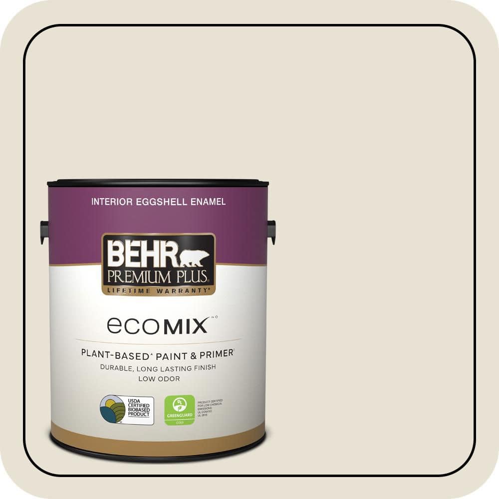 BEHR PREMIUM PLUS 1 gal. #BXC-62 Alabaster Eggshell Enamel EcoMix Plant ...