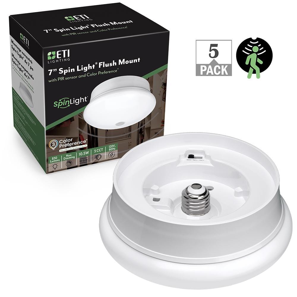 ETI LIGHTING 7 in. Spin Light LED Flush Mount Motion Sensing Light ...