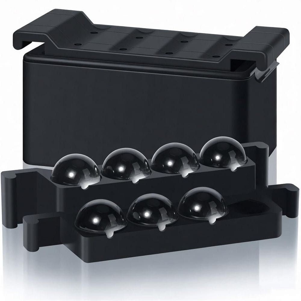 Numhew Black Clear Ice Ball Maker Mold, 8 Large Whiskey Ice Cubes Mold ...