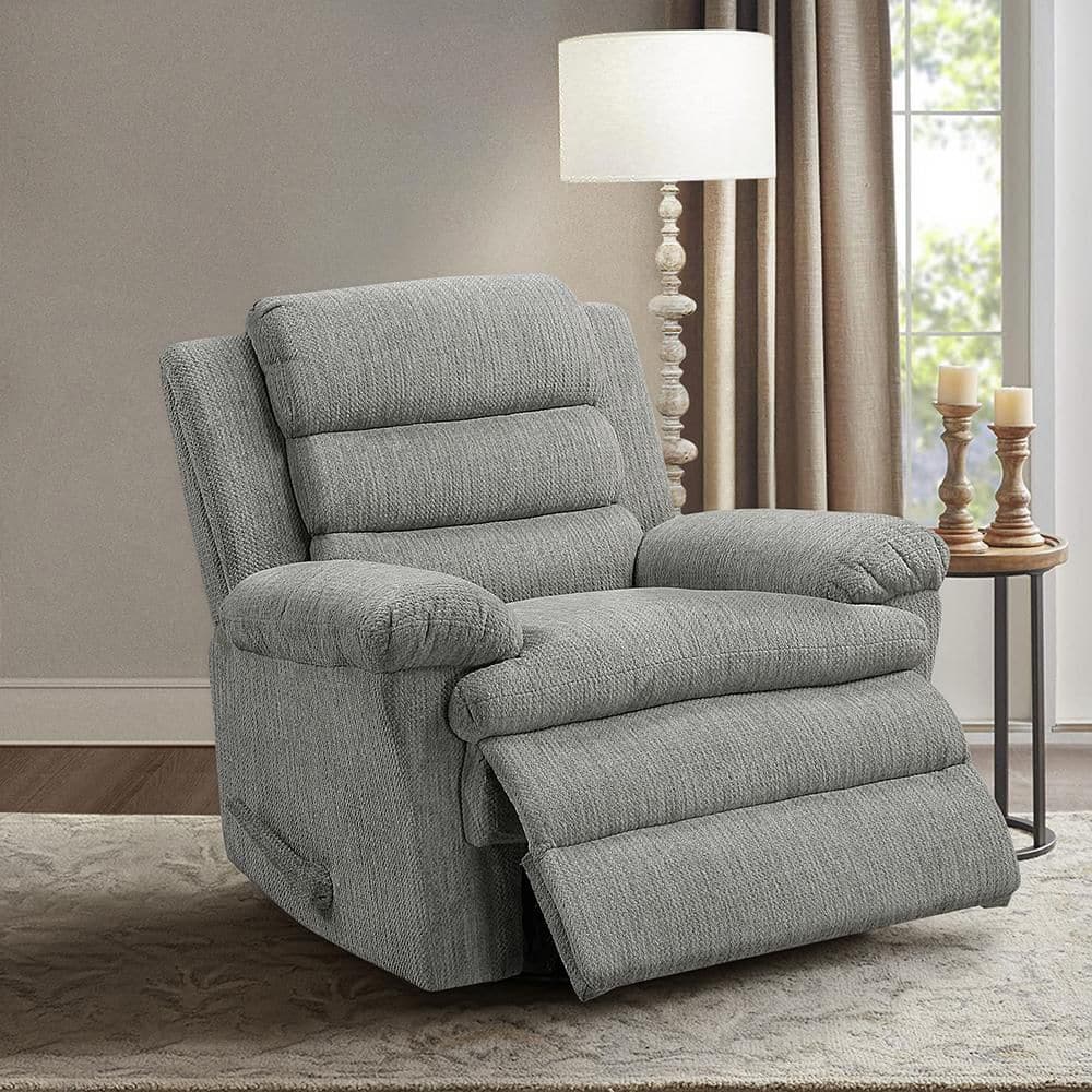 Lazzara Aitana Gray Microfiber Manual Swivel Glider Recliner 9725GRY ...