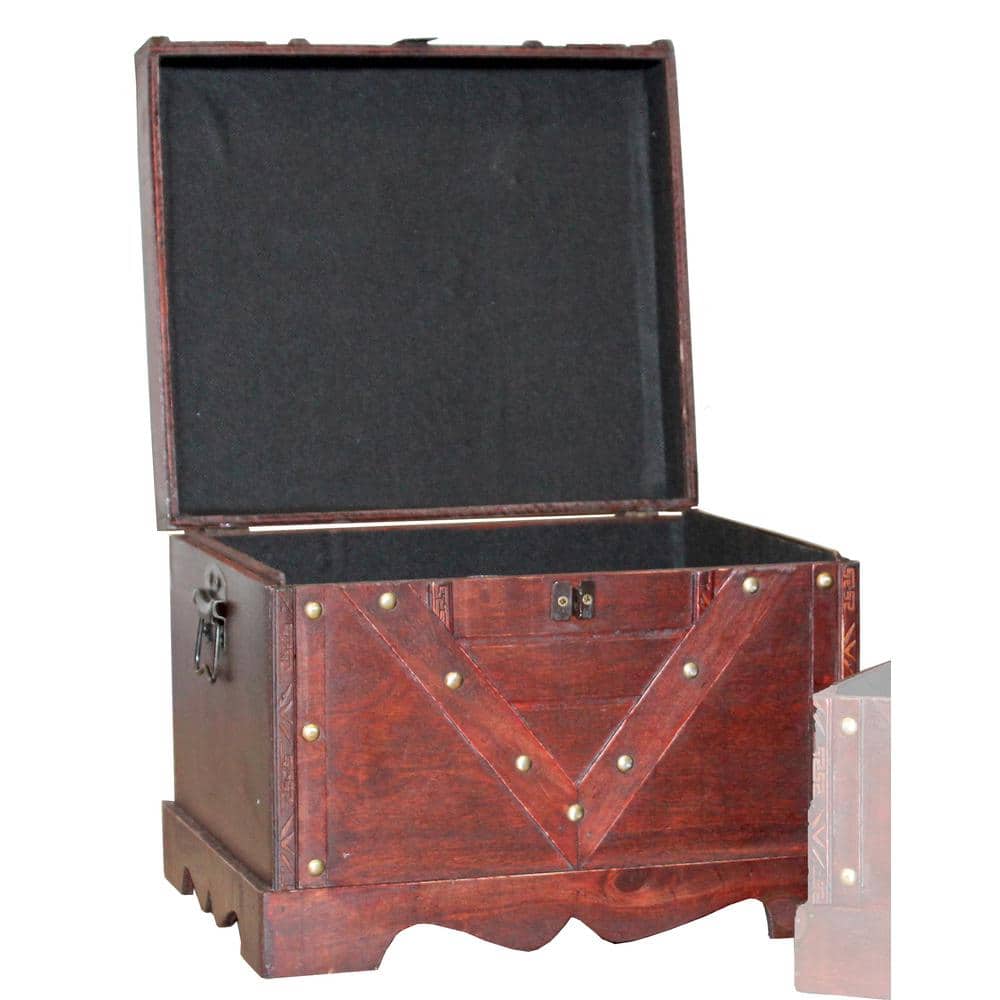 Vintiquewise Large Wooden Antique Cherry Storage Trunk QI003315.L - The ...