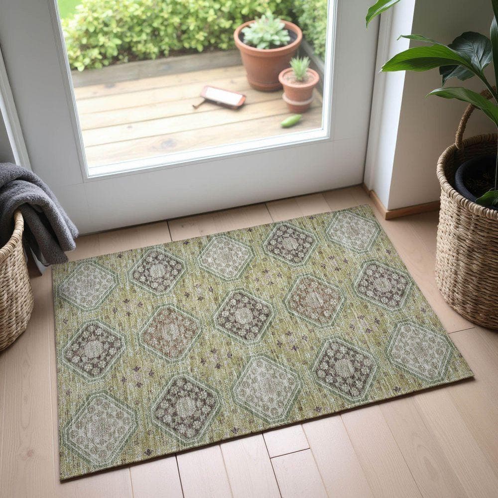 Addison Rugs Mayfield Premium Machine Washable Abstract AMF1442 Aloe 2 ...