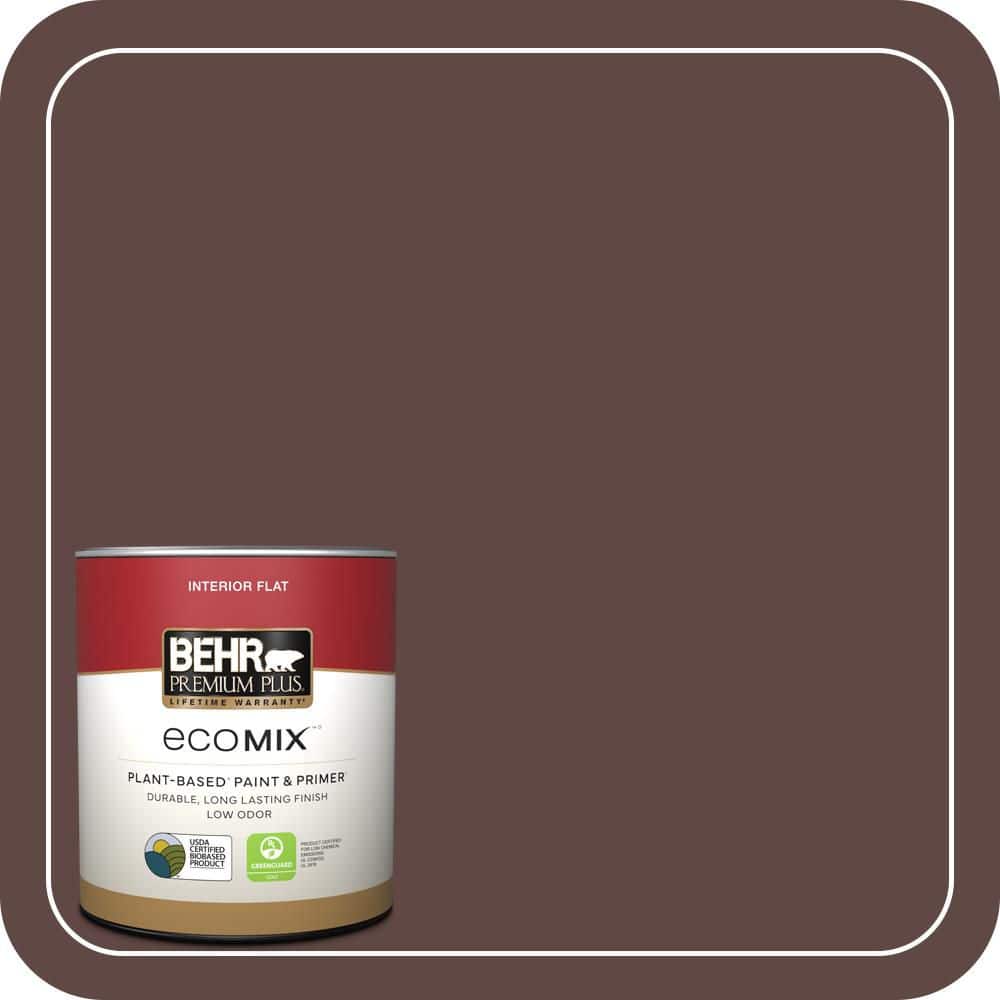 BEHR PREMIUM PLUS 1 qt. #710B-7 Rich Mahogany Flat EcoMix Plant-Based ...