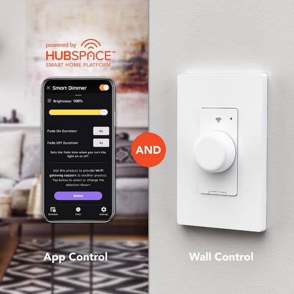 Commercial Electric 15 Amp Single-Pole White Smart Rotary Dimmer Light ...