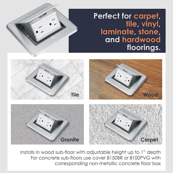 NEWHOUSE ELECTRIC Pop-Up Floor Outlet, Electrical Box for Wood Sub ...