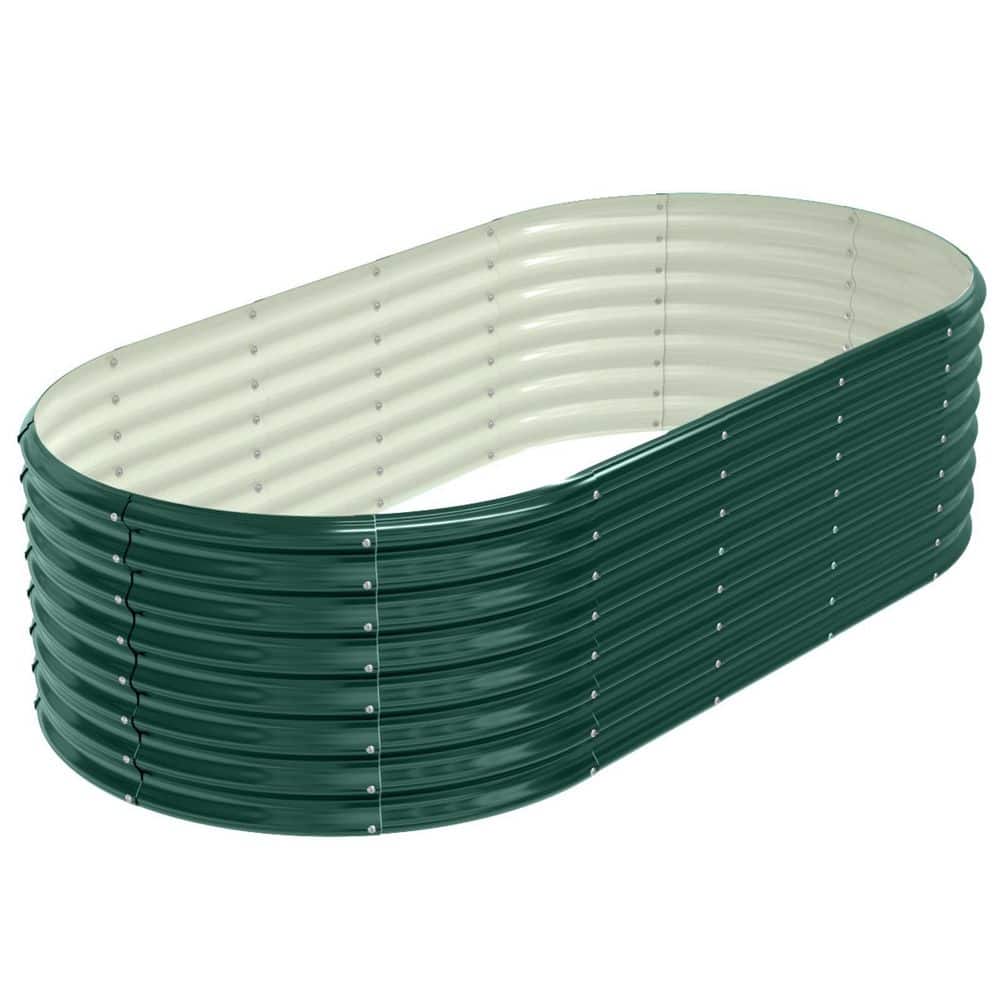 Karl home 94 in. Galvanized Steel Oval Raised Garden Bed Planter Box ...