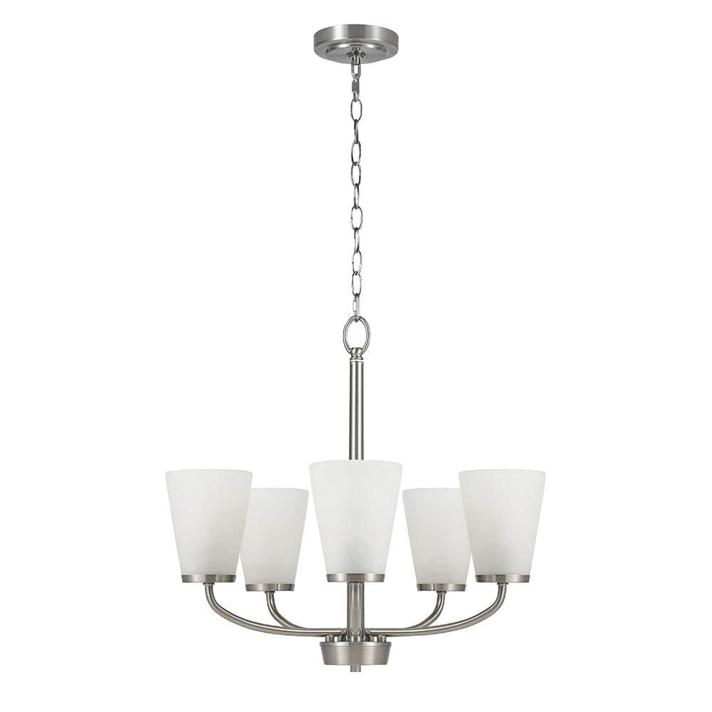 Alsy 5-Light Brushed Nickel Chandelier with Etched Glass Shades D21095 ...