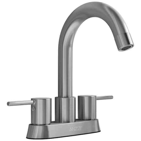 ANZZI Remnants 4 in. Centerset Double Handle Mid Arc Bathroom Sink ...