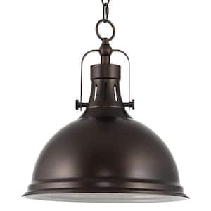 JAZAVA 11 in. 1-Light Oil Rubbed Bronze Industrial Pendant Light with ...