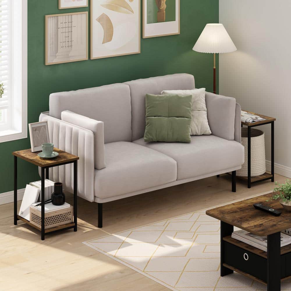 Furinno Simplistic 15.2 in. Amber Pine Rectangle Wood End Table with ...