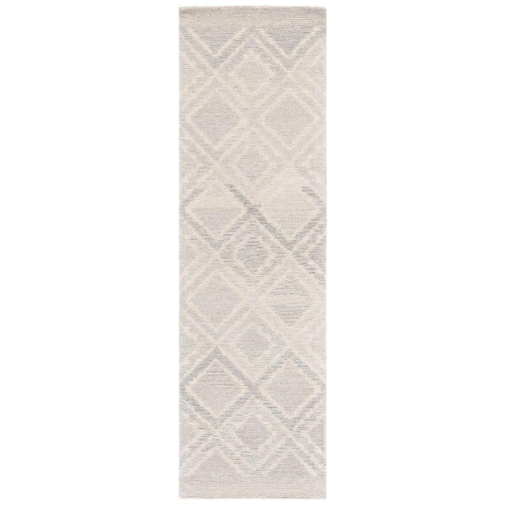 SAFAVIEH Casablanca 2 ft. x 8 ft. Beige/Gray Border Diamond Runner Rug ...