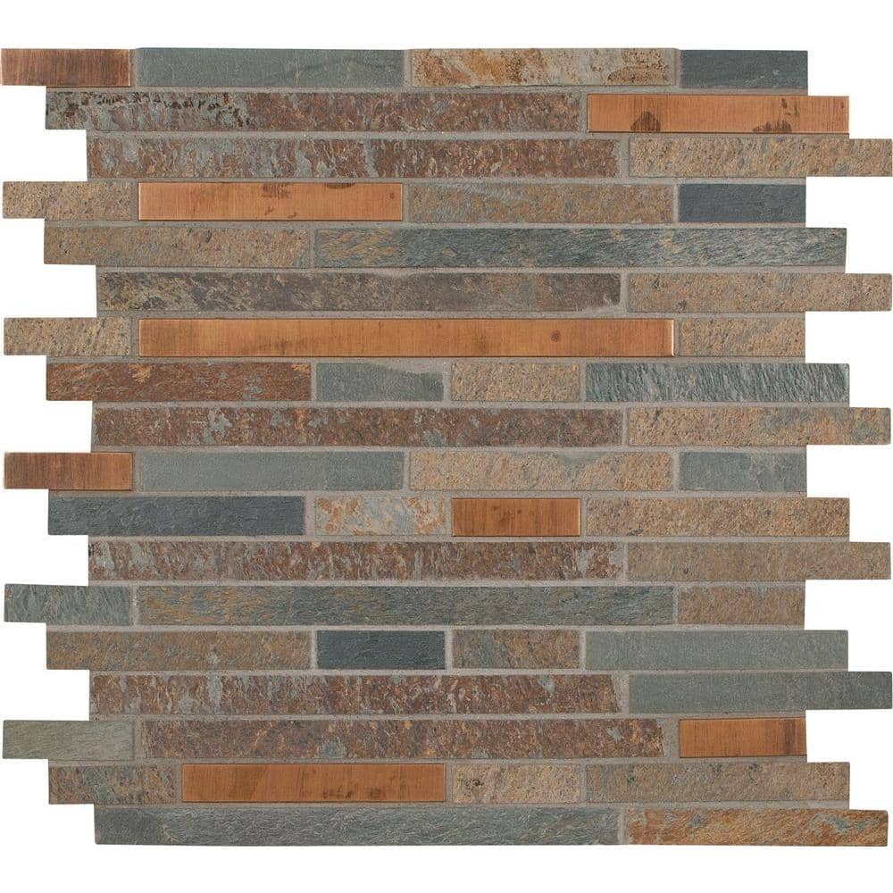 MSI Rustic Creek Interlocking 12 in. x 12 in. x 8 mm Metal and Stone ...