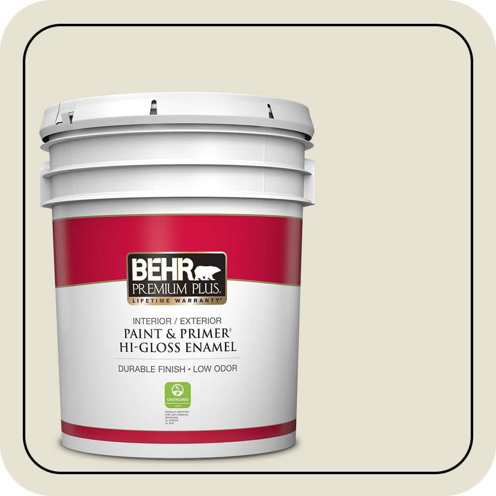 BEHR PREMIUM PLUS 5 gal. #73 Off White Hi-Gloss Enamel Interior ...