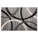 World Rug Gallery Modern Abstract Circles Gray 2 ft. x 3 ft. Indoor ...