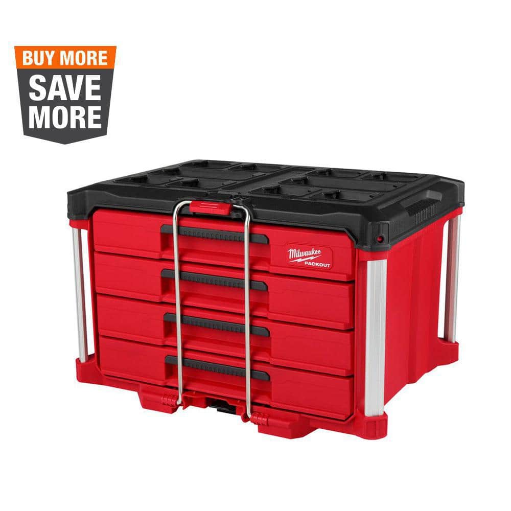 Milwaukee PACKOUT 22 in. Modular 4-Drawer Tool Box with Metal ...