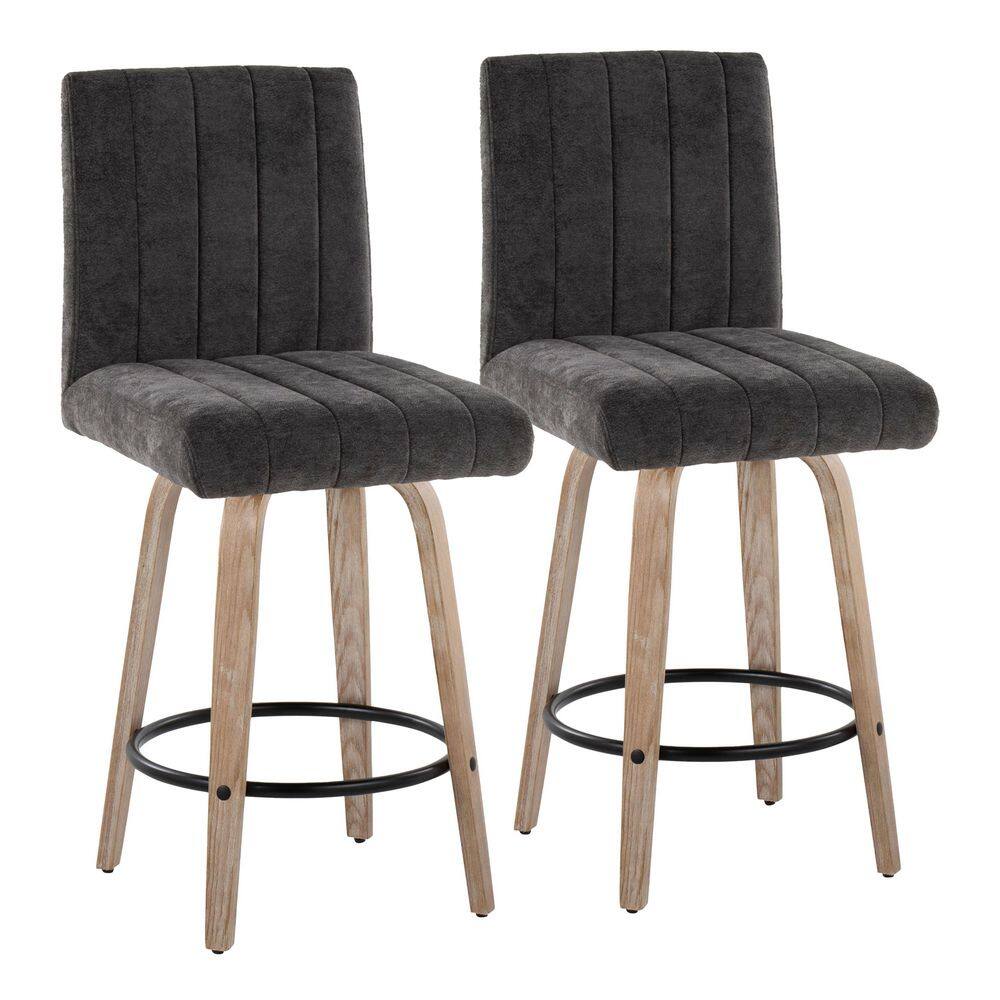 Lumisource Hank 26 in. Whitewashed Wood and Black Fabric Fixed-Height ...