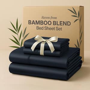 LDC LUX DECOR COLLECTION 4-Piece White Solid Color Bamboo Blend Queen ...