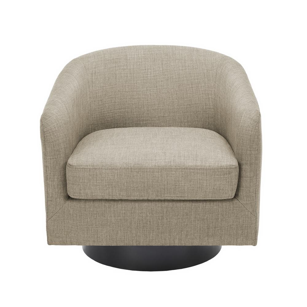 Uixe Light Brown Polyester Upholstered 360°Swivel Arm Chair Uixe Light Brown Polyester Upholstered 360°Swivel Arm Chair
