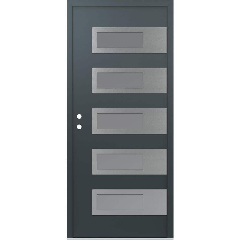 Tessari Doors D3 36 in. x 80 in. Silver P Right-Hand/Inswing Frosted ...