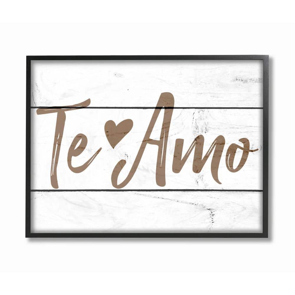 Stupell Industries 11 in. x 14 in. "Minimal Te Amo White Planked ...