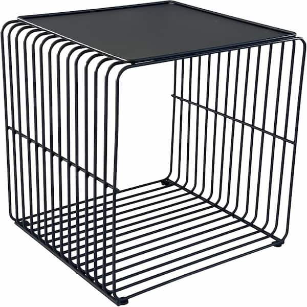 HOME IMPORTS EMPORIUM 16 in. Black Square Metal End Table, Sturdy Build ...