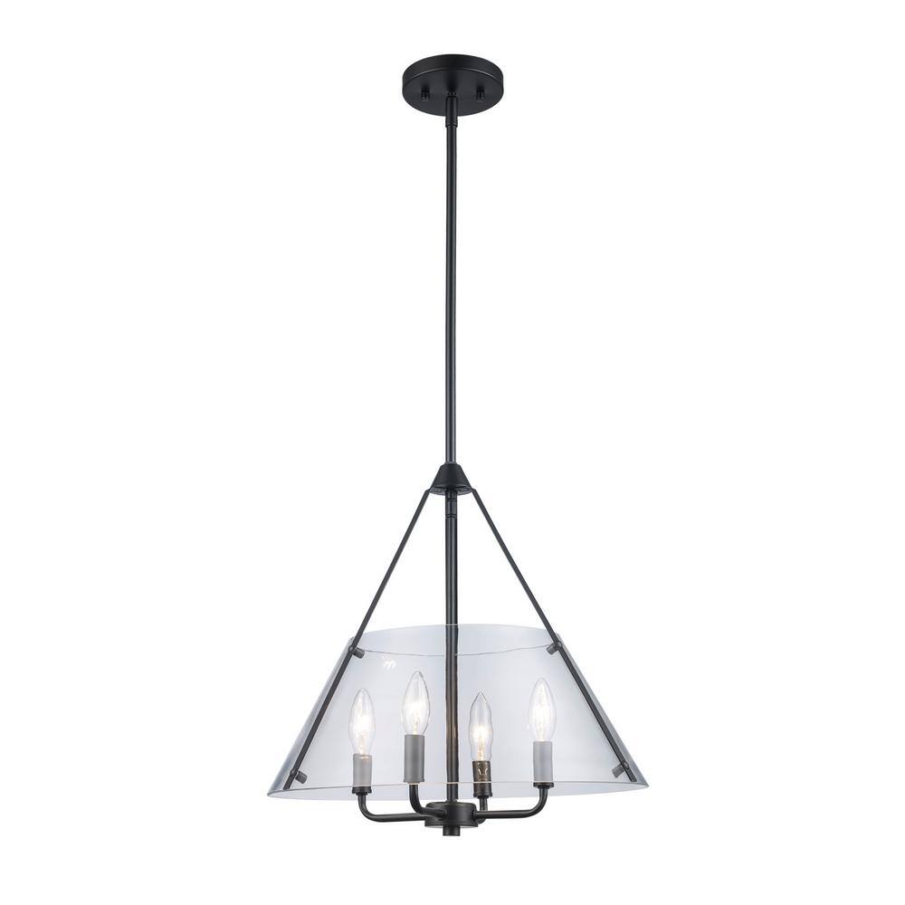 Bel Air Lighting Alivia 17.5 in. 4-Light Black Pendant Light Fixture ...