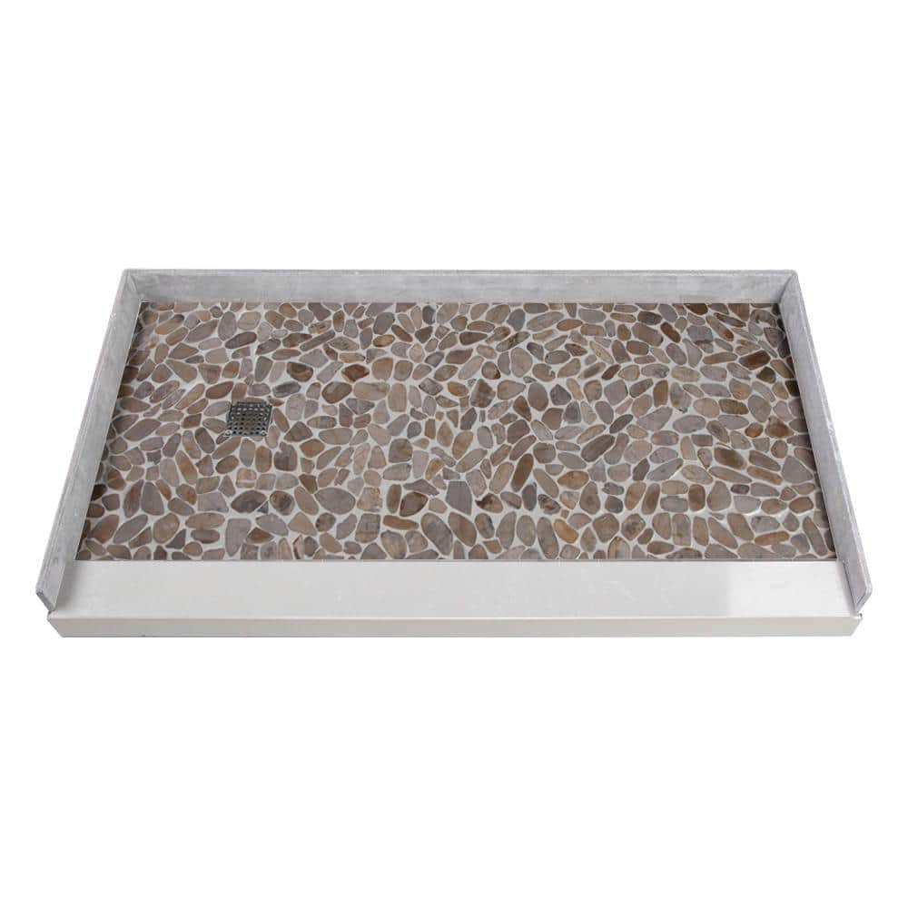 Transolid Pre-Tiled 60 in. L x 32 in. W Alcove Shower Pan Base with ...