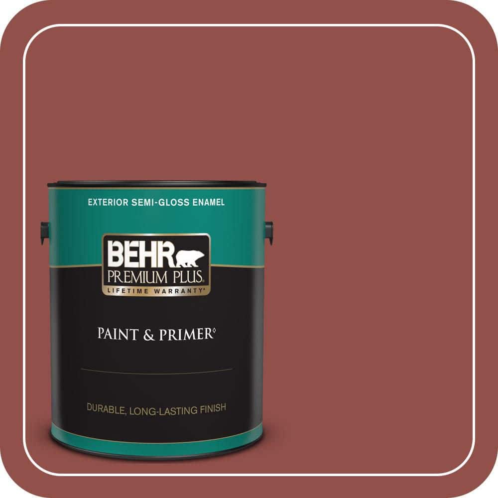 BEHR PREMIUM PLUS 1 gal. #ICC-72 Cinnabar Semi-Gloss Enamel Exterior ...