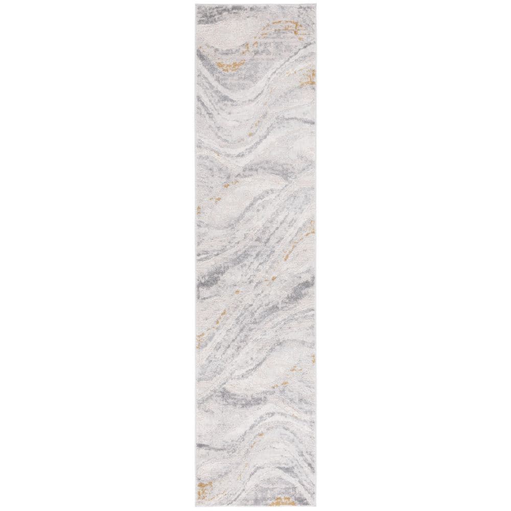 SAFAVIEH Palma 2 ft. x 7 ft. Beige/Light Gray Marble Swirl Runner Rug ...