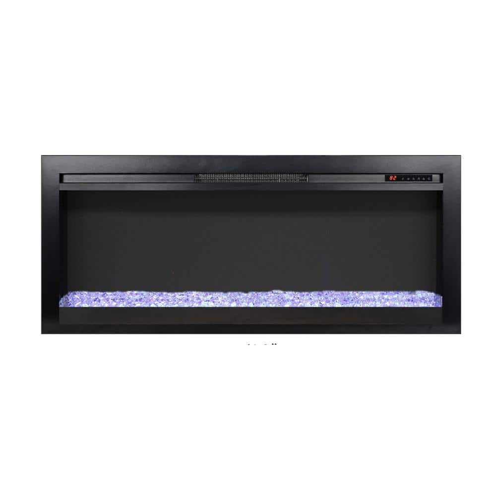 44 in. LED Heater Wall Mounted Infrared Electric Fireplace in Black ...