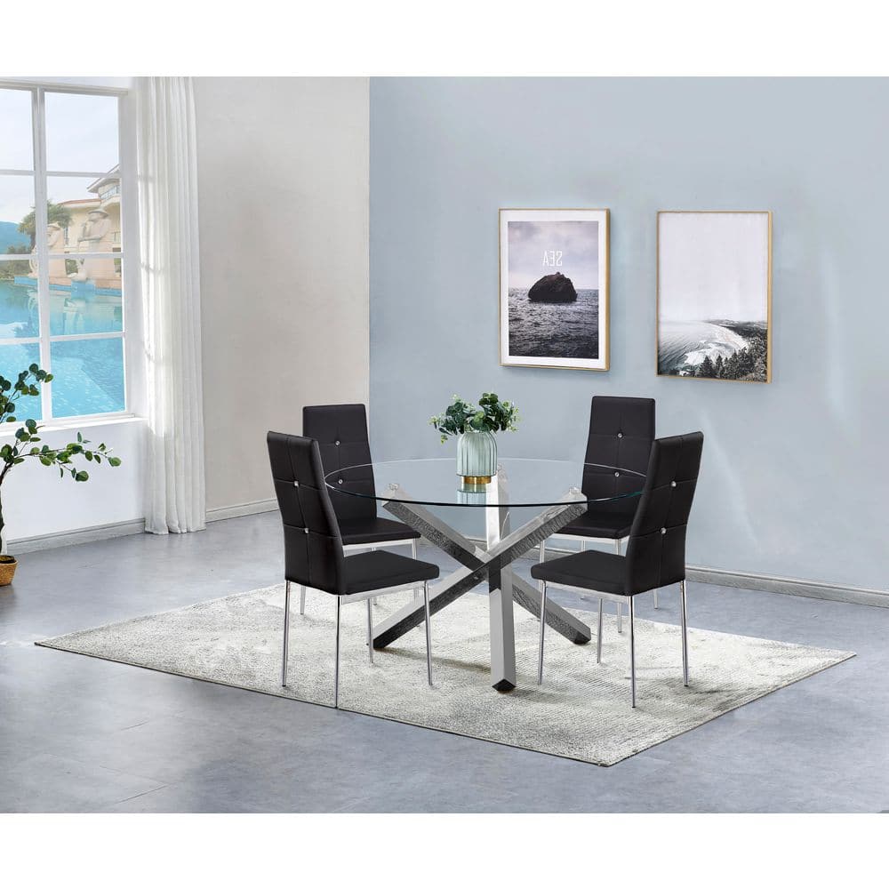 Best Master Furniture Dree 5-Piece Black Modern Round Dining Set ...
