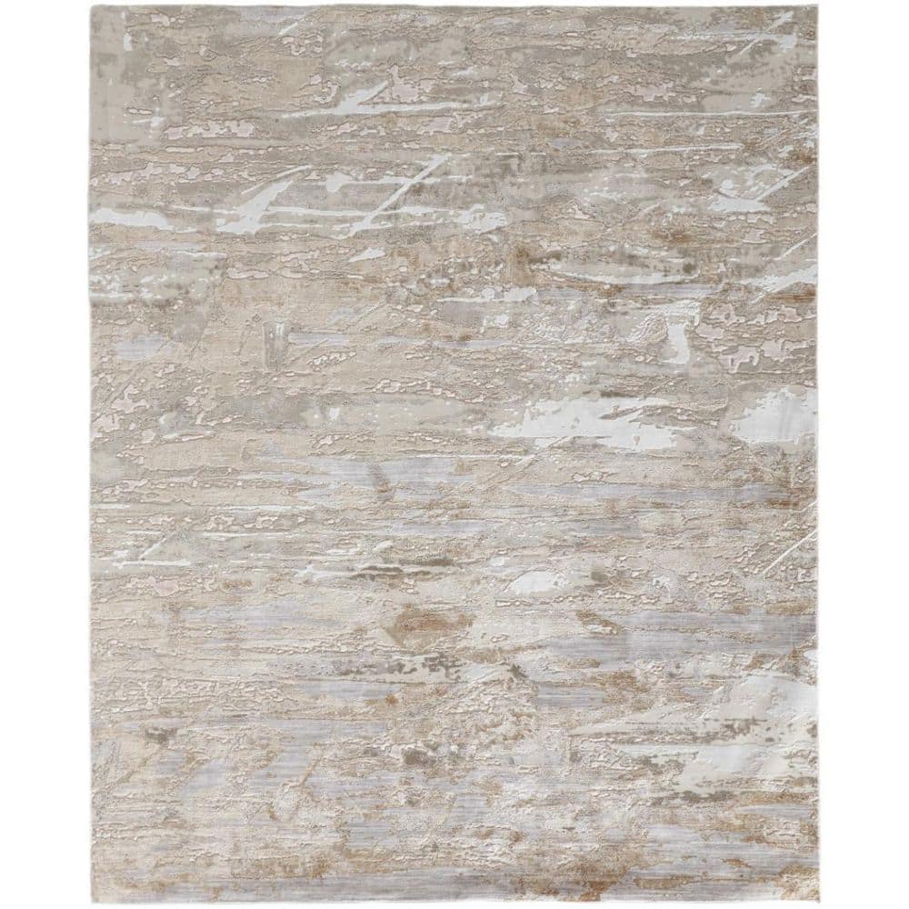 HomeRoots 3 ft. x 5 ft. Ivory, Gray, Tan Abstract Area Rug 2000567310 ...
