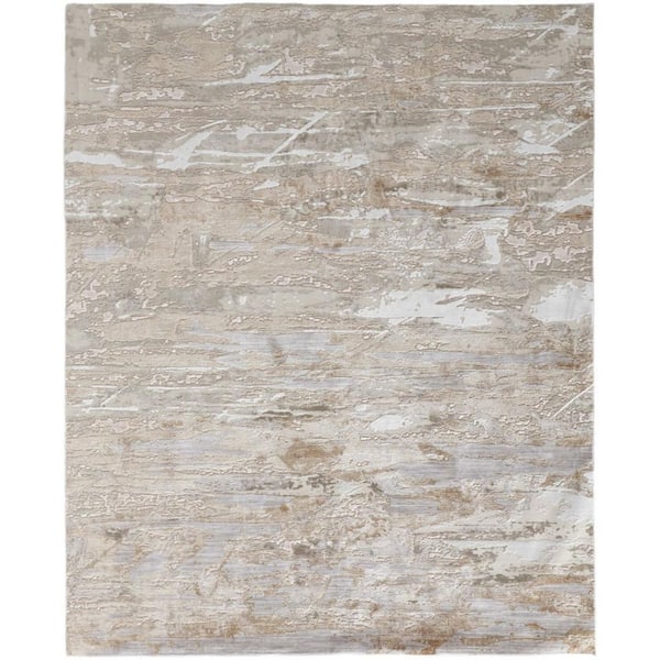 HomeRoots 3 ft. x 5 ft. Ivory, Gray, Tan Abstract Area Rug 2000567310 ...