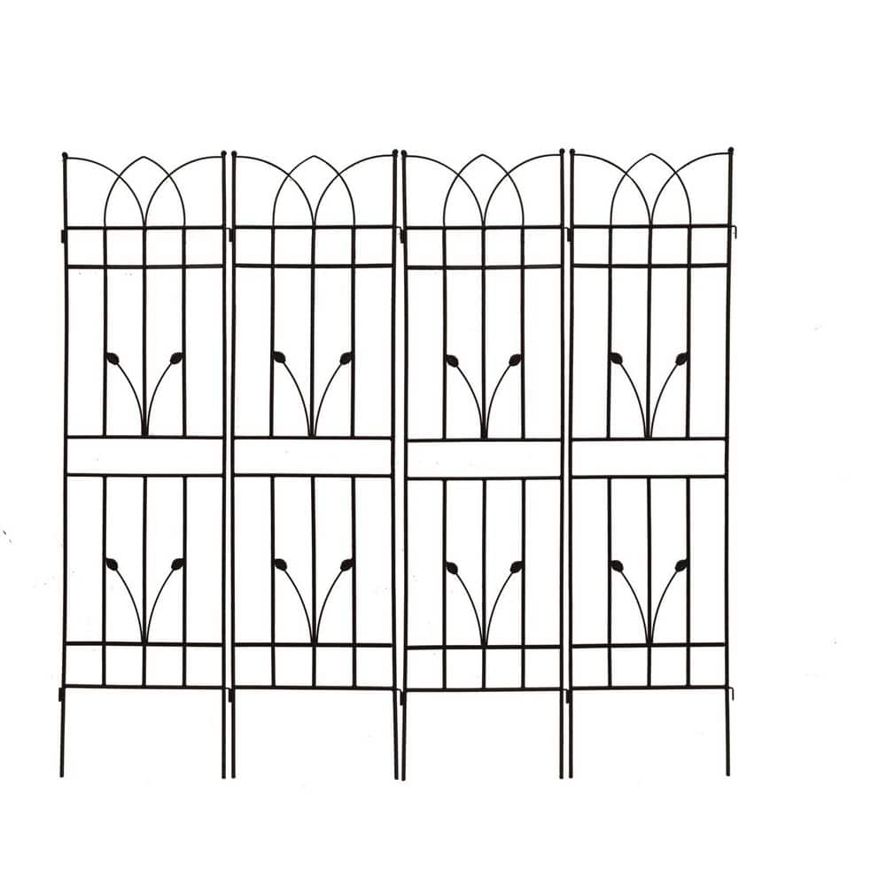 ECOCHIC SPACES INC Urban Fortress 71 in. Black Iron Trellis-4 Pack for ...