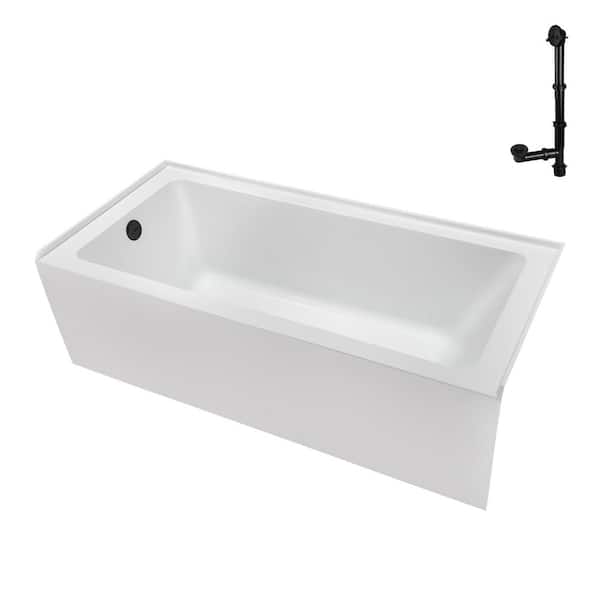 Streamline 60 in. x 32 in. Soaking Acrylic Alcove Bathtub with Left ...
