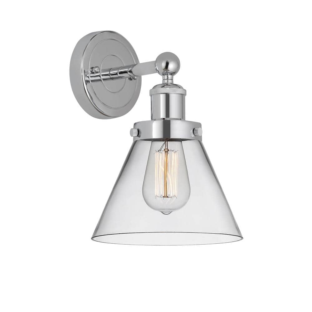 Innovations Cone 1-Light Polished Chrome, Clear Wall Sconce with Clear ...