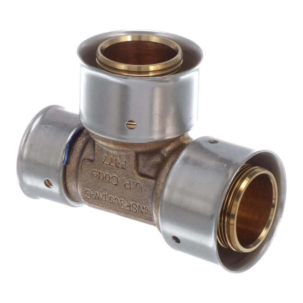 Viega PureFlow 1 in. x 3/4 in. x 1 in. Press Zero Lead Bronze Tee (10-pack) 94053 - The Home Depot