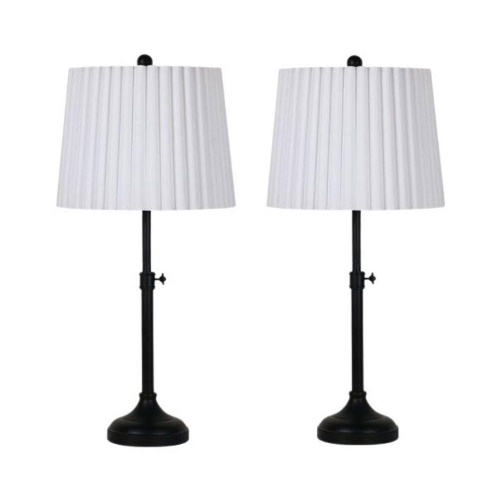 Fangio Lighting Pair of 24.25-30 in. Adjustable Satin Black Metal ...