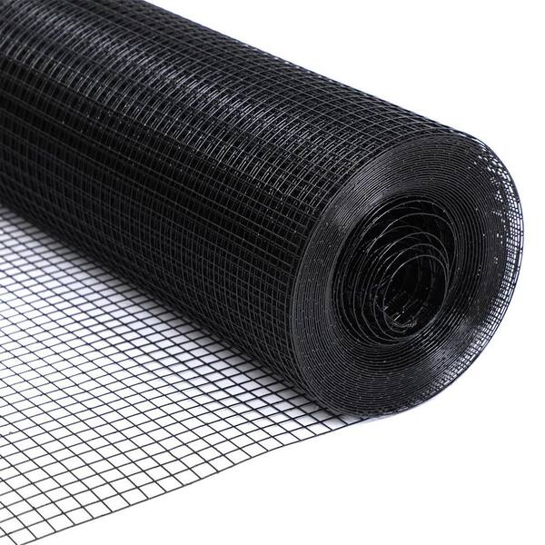 WRIGHTMASTER Reinforced PVC Coated 24 in. x 50 ft. Black Mesh for Garden Fencing and Pet ...
