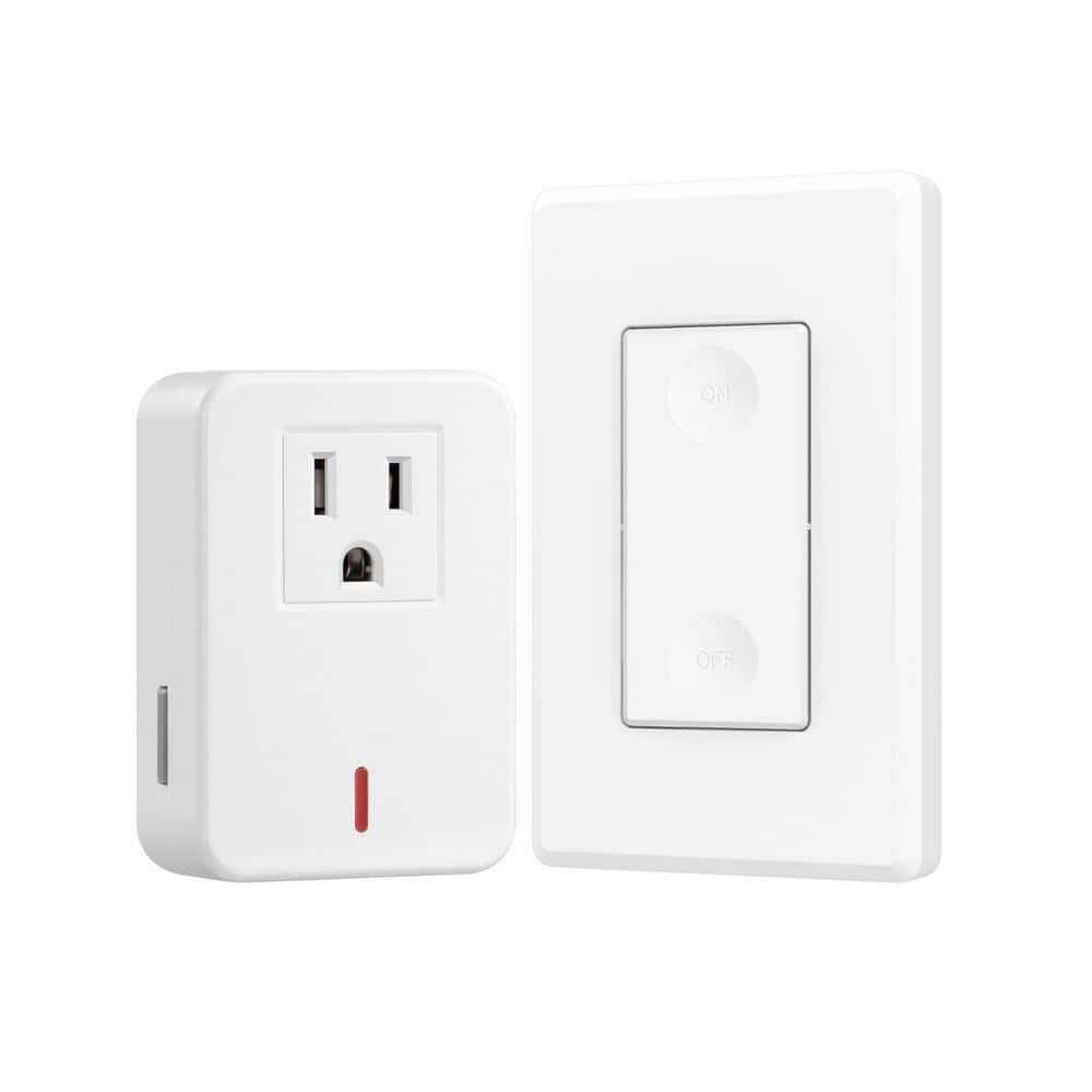 Vrbgify Plug-in Wireless Wall Mount Push Button On-Off Light Switch in ...