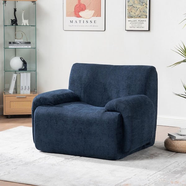 Noble House Jade Modern Navy Blue Chenille Upholstered Deep Seat Accent ...
