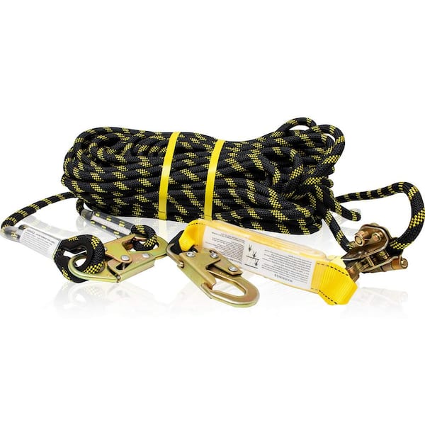 Angel Sar Vertical Lifeline Rope, 50 ft. Snap Hook Shock Absorber Fall ...