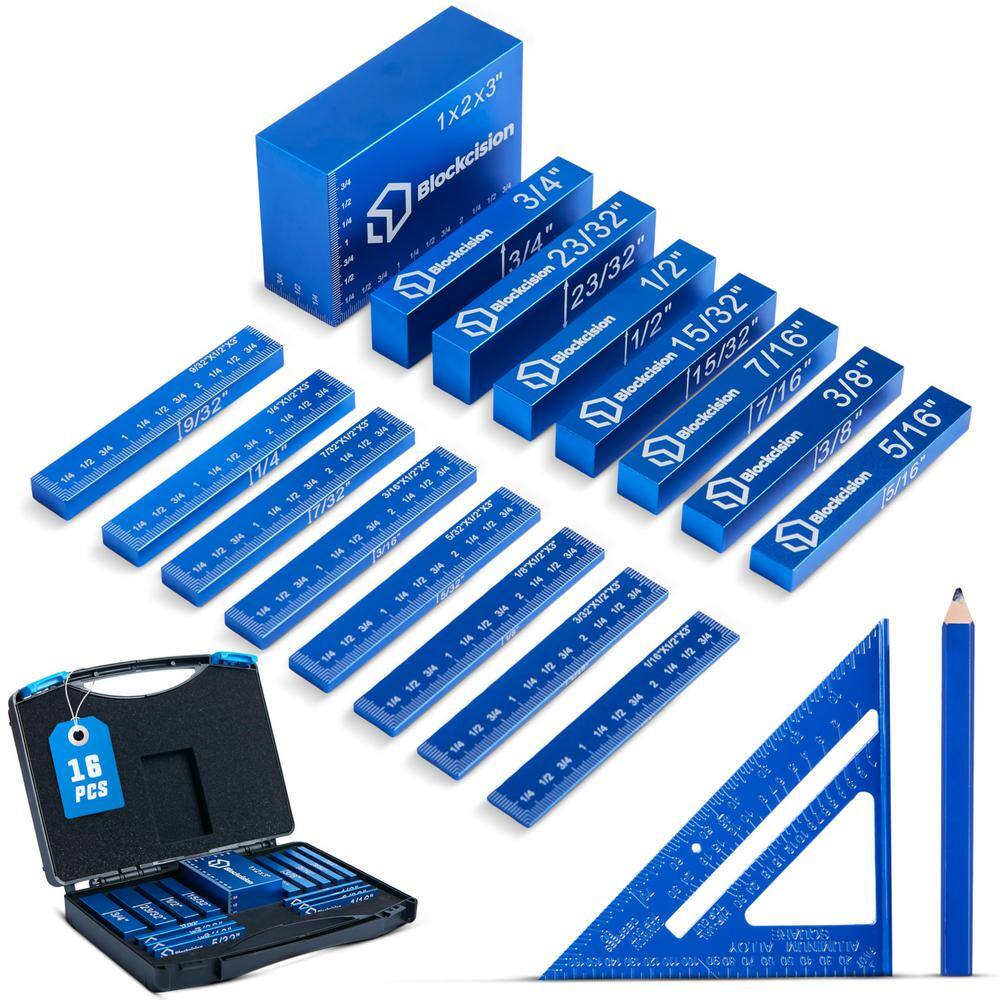 Angel Sar Blue 16-Pcs Height Gauge Block Set Setup Blocks with ...