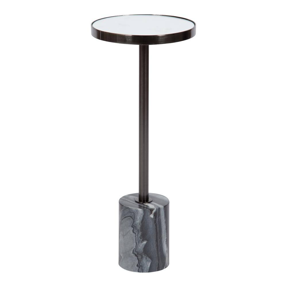 Kate and Laurel Hescott 10 in. W Pewter Round Contemporary Metal End ...