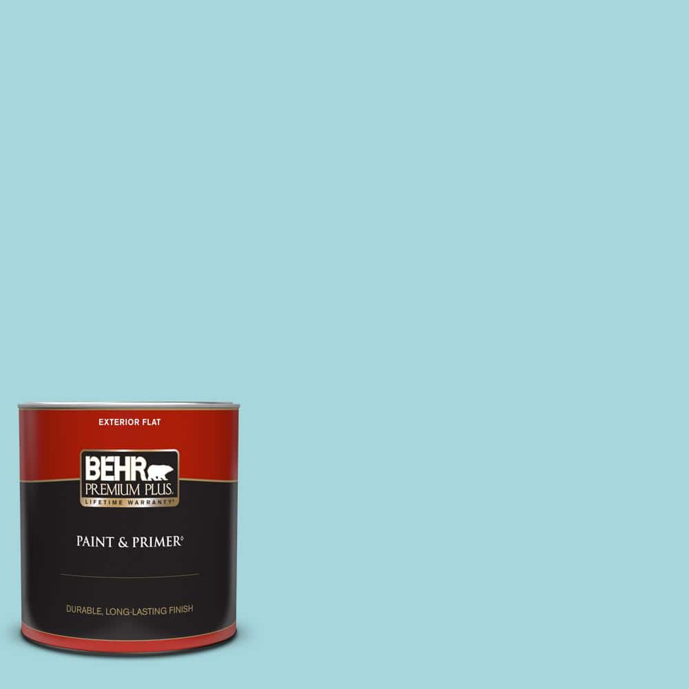 BEHR PREMIUM PLUS 1 qt. #520C-3 Rapture Blue Flat Exterior Paint ...