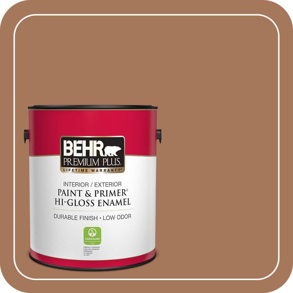 BEHR PREMIUM PLUS 1 gal. #240F-5 Toasted Chestnut Hi-Gloss Enamel ...