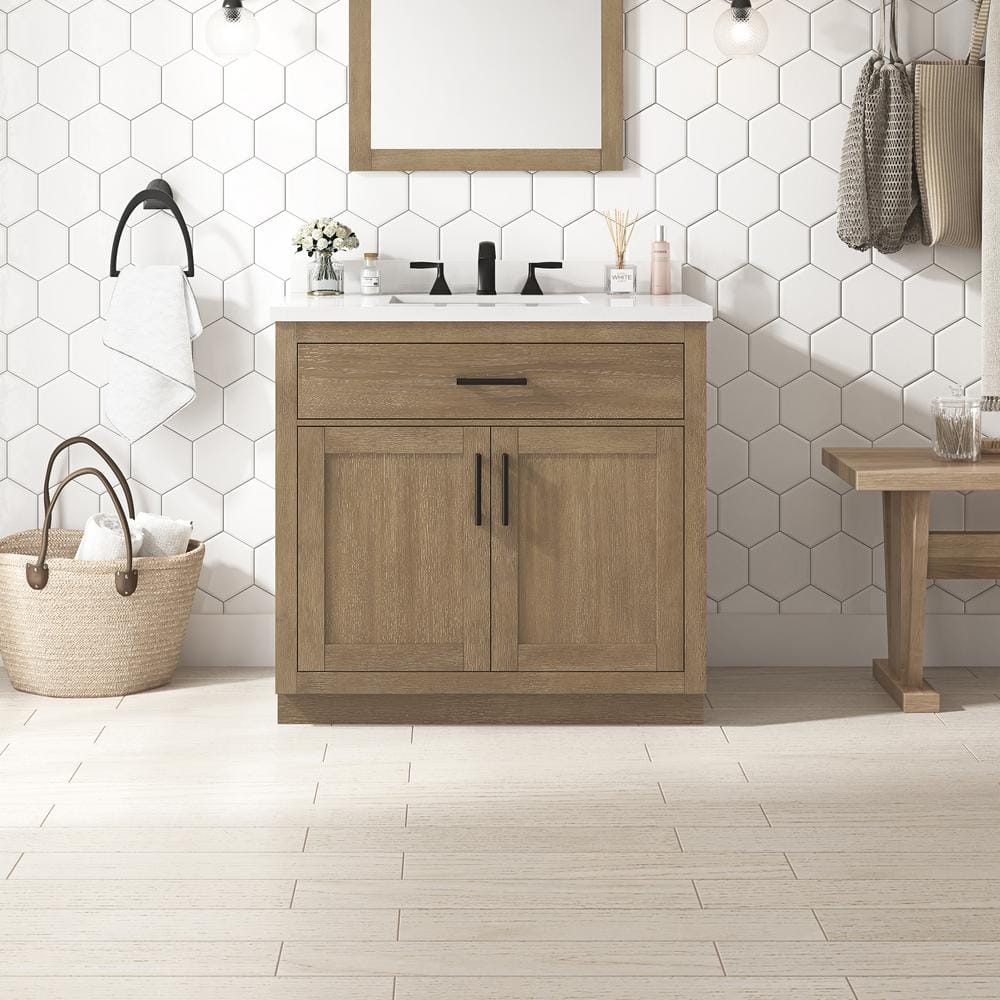 OVE Decors Bailey 36 in. Single Sink Driftwood Oak Bath Vanity with ...