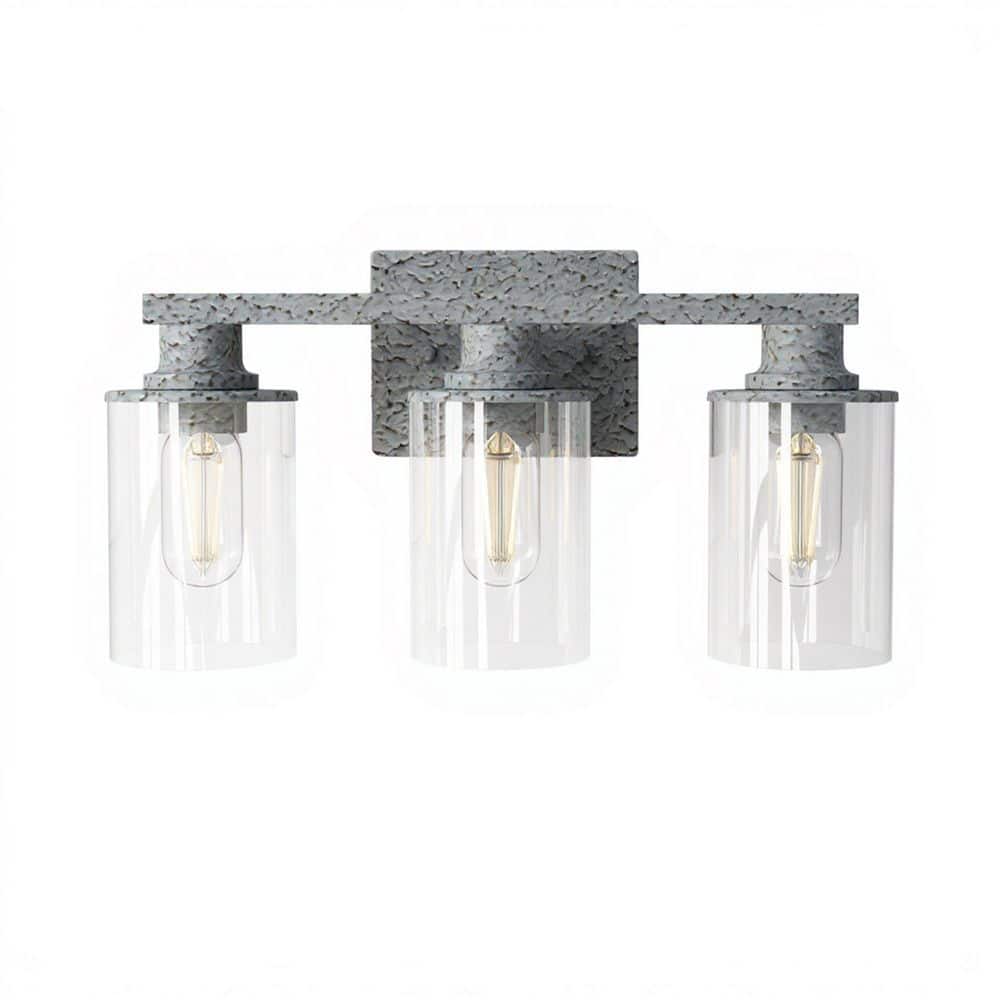 YANSUN 17 in. 3-Light White Vanity Light Over Mirror, Bathroom Wall ...